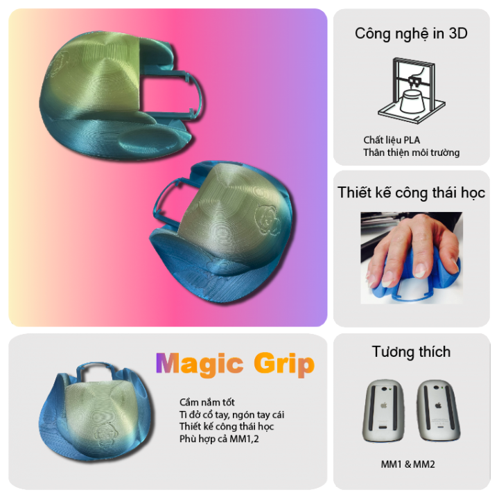Magic Grip Ốp Chuột Magic Mouse Công thái học giúp dùng chuột đỡ mỏi cổ ...
