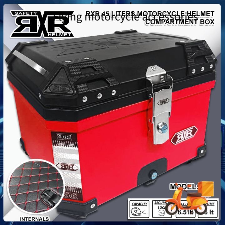 RXR HARD PLASTIK TOP BOX 45L Motorcycle Compartment Box Helmet Box ...