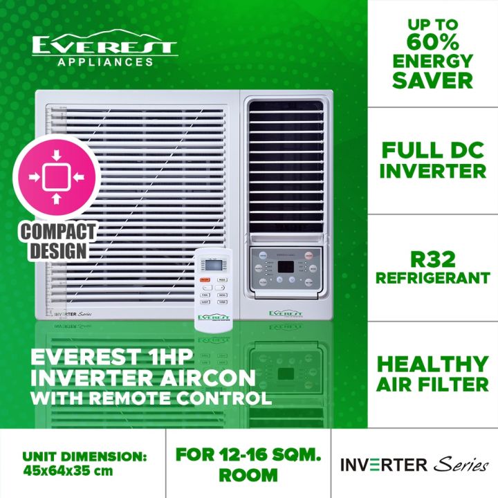 EVEREST 1.0HP Inverter Window Type Aircon/ Full Dc/ Compact Design ...