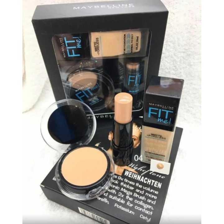 MAYBELLINE FIT ME MAKE UP SET 3IN1 Foundation+Concealer Stick+Powder ...