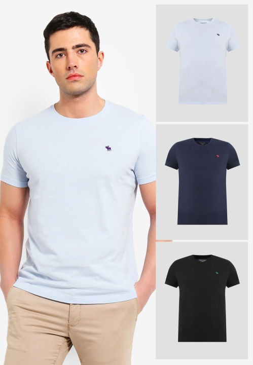 Abercrombie & Fitch Fringe Multipack T-Shirts for Men (Navy/Grey/Purple ...