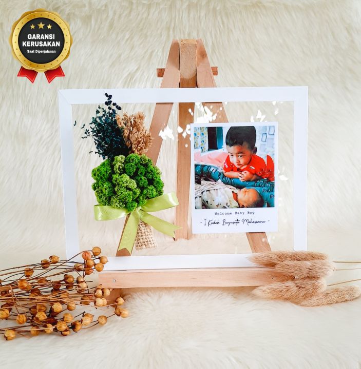 Invisible Frame Bingkai 4R - Bunga Edelweis Dried Flower Kado Wisuda ...