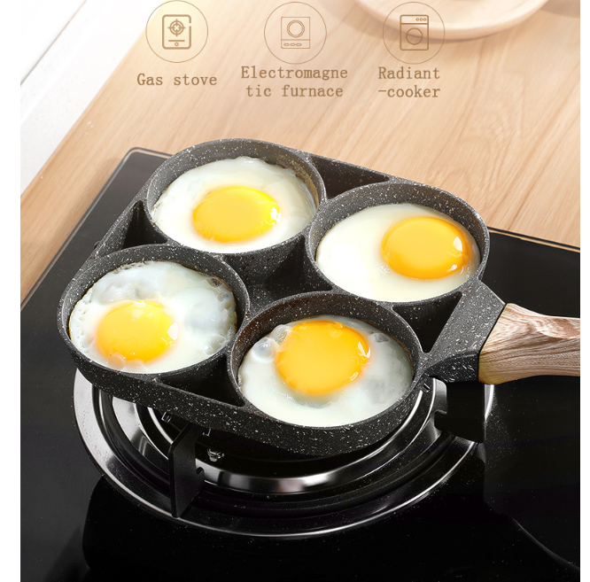 SQUARE FRYING PAN - 4 Holes Non Stick Egg and Steak Frying Pan Egg ...