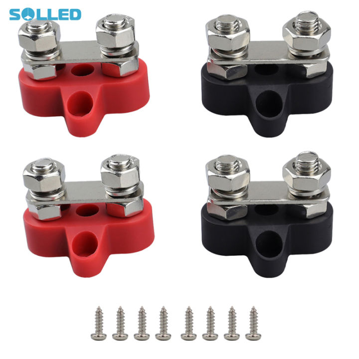 Bus Bar Terminal Block 48V Battery Power Stud Junction Post M6 M8 Dual Power Distribution Block ...