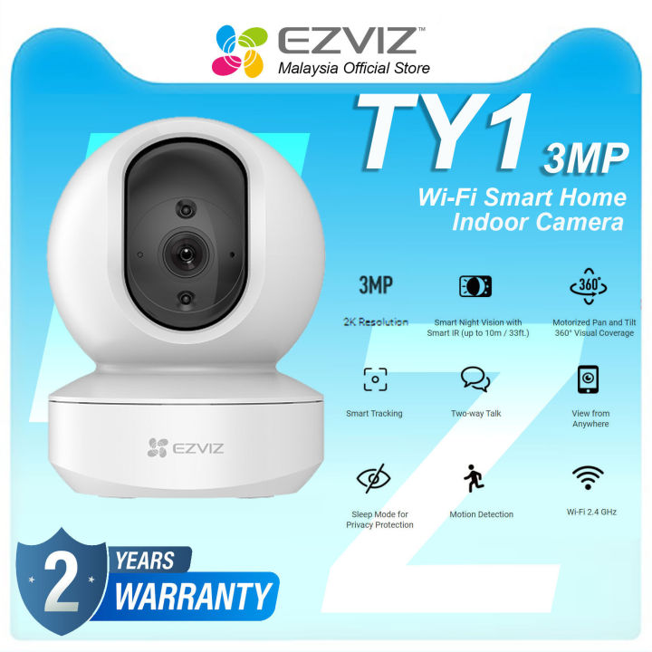 EZVIZ TY1 Pro 3MP / 4MP 2K (4MP) Full HD Resolution Pan & Tilt Wireless ...