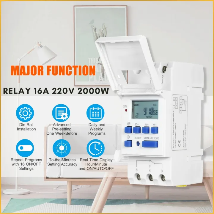 Taffware MCB Timer Programmable Switch Relay 16A 220V 2000W - THC15A ...