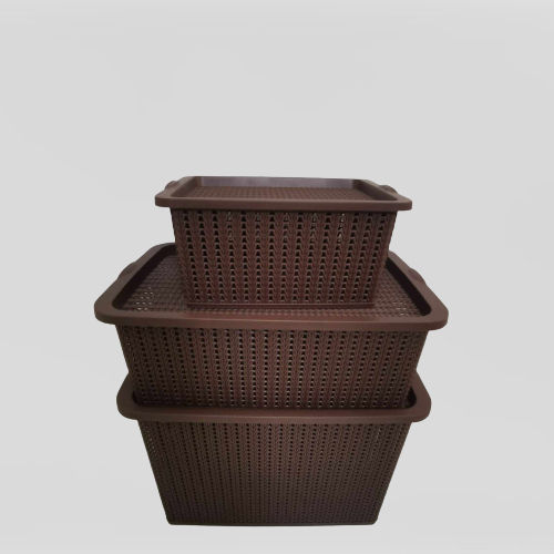 Multi Purpose Plastic Storage Box Rattan Design With Cover | Lazada PH