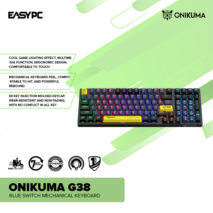 EasyPC | Onikuma G38 blue switch Mechanical Gaming Keyboard For ...