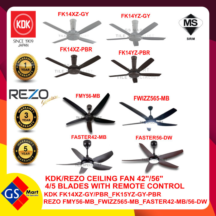 KDK K14YZ K14XZ Rezo Fan Ceiling Fan with Innovative Design (140cm/56 ...