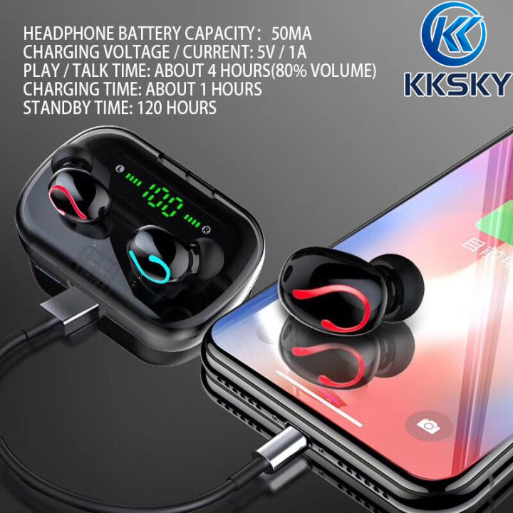 KKSKY Earphones Wireless 5.0 Bluetooth Original Sport Gaming Headphone ...