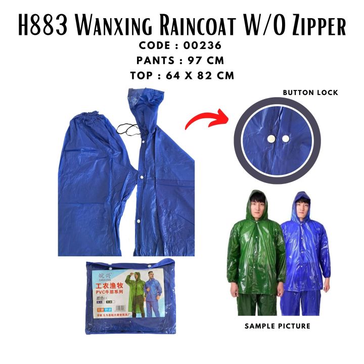 H883 WANXING RAINCOAT W/O ZIPPER / RAINCOAT/ KAPOTE / FULL BODY RAIN ...