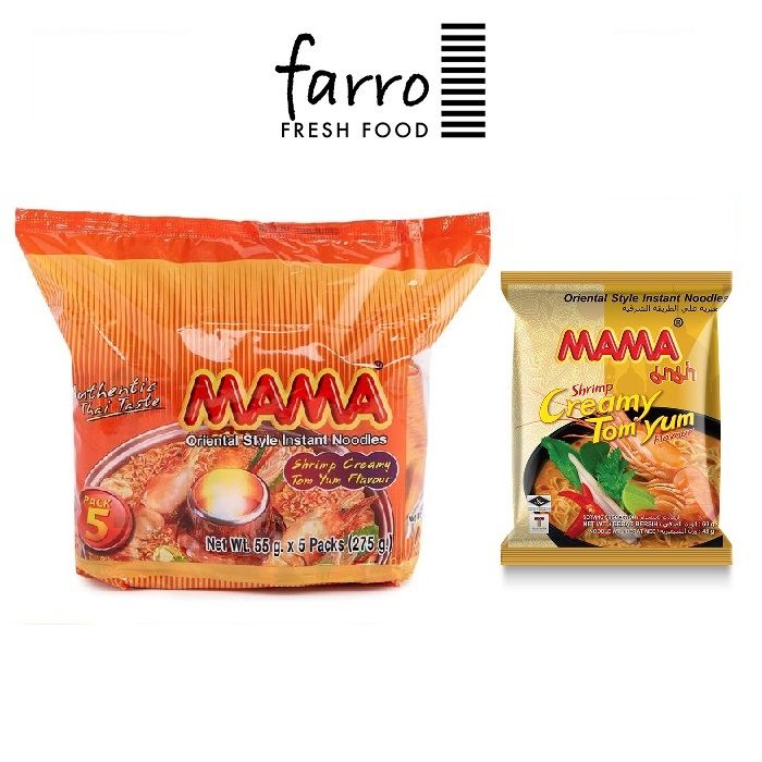 MAMA Instant Noodle Shrimp Tom Yum (CREAMY) 60g x 5 Packets Tomyam ...