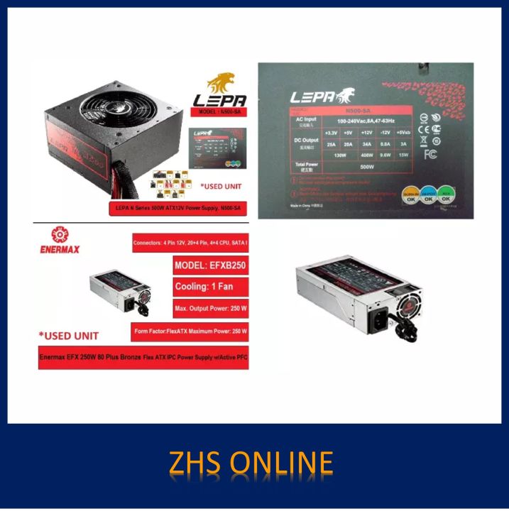 LEPA N Series 500W ATX12V Power Supply, N500-SA / Enermax EFX 250W 80 Plus Bronze Flex ATX IPC ...
