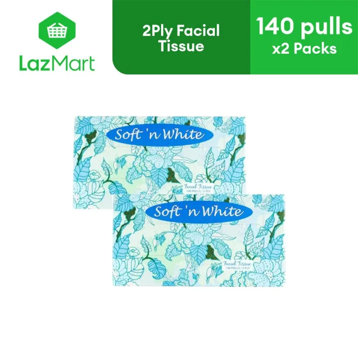 Extra Soft n White Facial Box Tissue 2ply 140 pulls - Pack of 2 ...