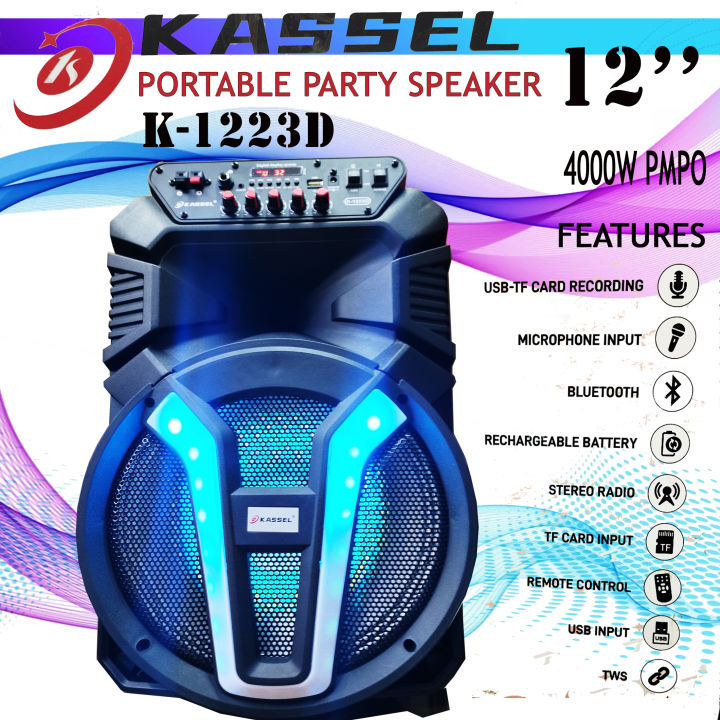 KASSEL K1223D PORTABLE PARTY SPEAKER 12 inches 4000W PMPO W FREE ...