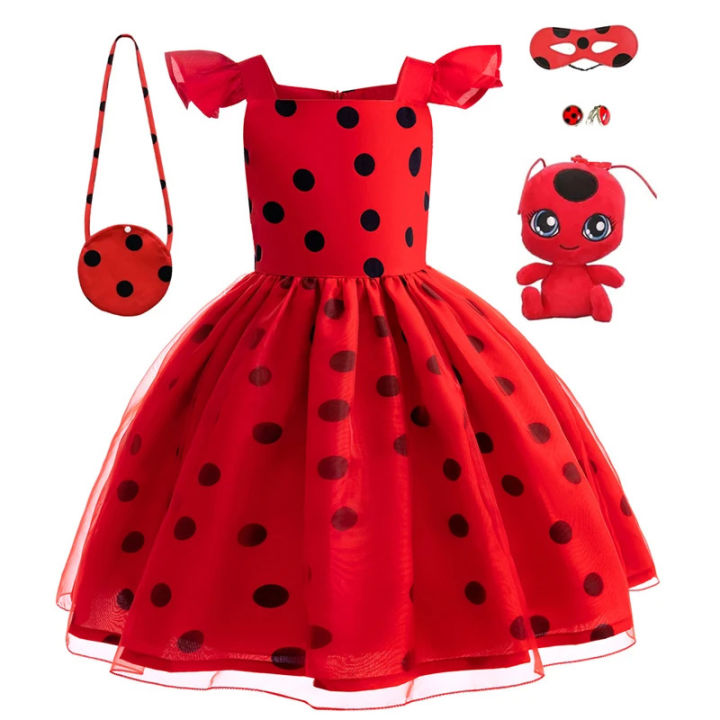 New 2024 Halloween Lady Girls bug Birthday Party Dress Toys Earrings ...