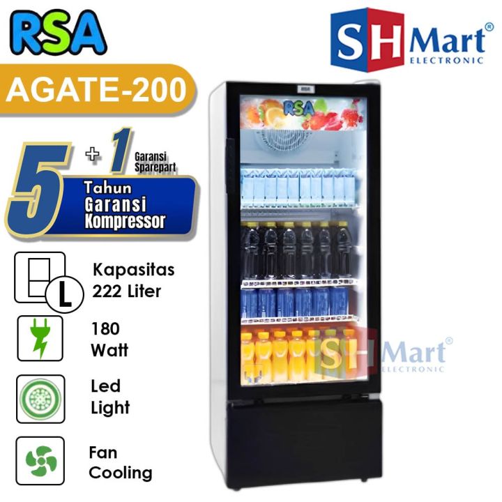 SHOWCASE RSA KAPASITAS 192 LITER AGATE200 3 RAK KULKAS PENDINGIN ...