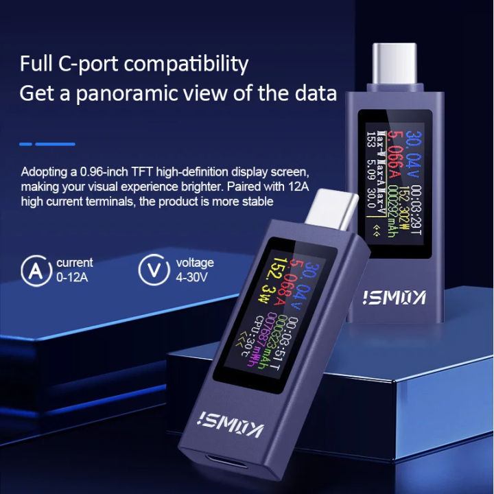 Type-C/USB Current Voltage Power Meter Intelligent Accurate LCD Color ...