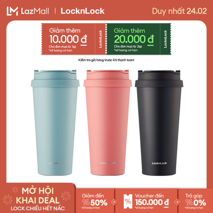 LHC4279 - Bình giữ nhiệt Lock&Lock có 2 nắp thay thế New Clip Tumbler 540ml - 3 màu, Nắp kín và ...