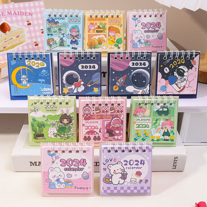 YESPERY [New] 2024 Cute Cartoon Calendar Monthly Colorful Desk Calendar ...
