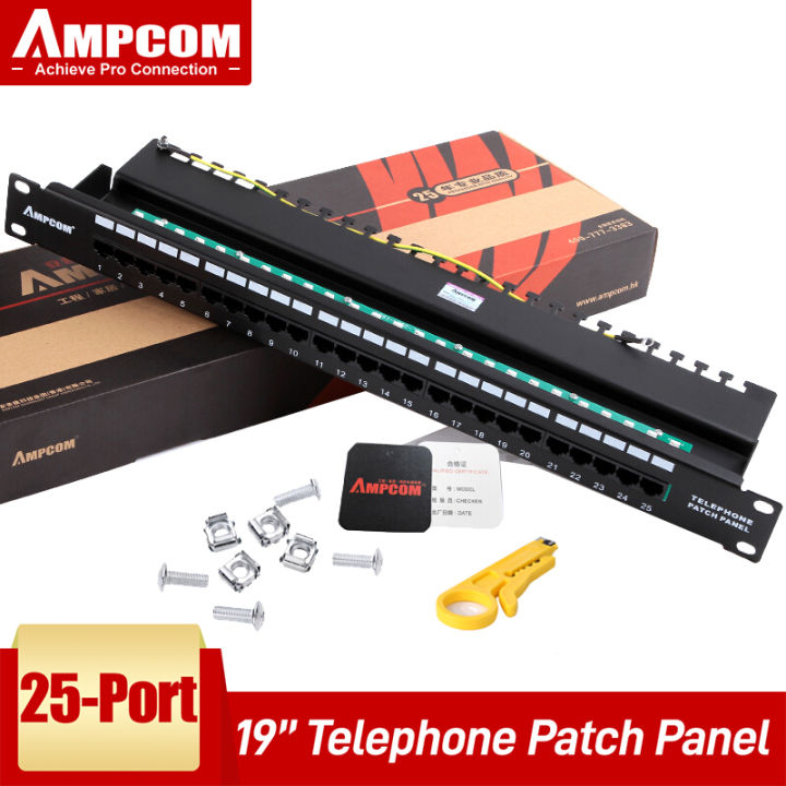 AMPCOM โทรศัพท์แผง Patch,19นิ้ว50U Gold-Plated Patch เสียงแผง RJ11 RJ45 8P4C 6P4C, RJ11 1U Cat3 ...