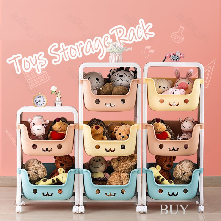 Multi-tier Toy Storage Rack Snack Organizer Trolley Rack with Wheels ...