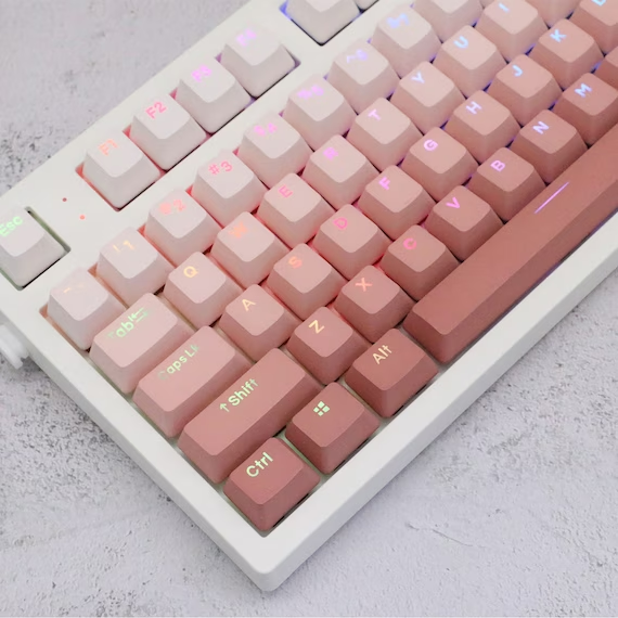 KEYCAPS ONLY | GMK Gradient Keycaps White - Pink Red PBT Backlit ...