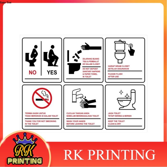 STIKER TATA CARA PENGGUNAAN TOILET 15 X 20 cm sign rambu k3 | Lazada Indonesia