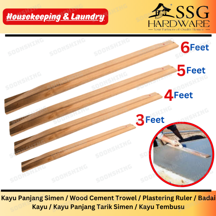 Kayu Panjang Simen / Wood Cement Trowel / Plastering Ruler / Badai Kayu ...