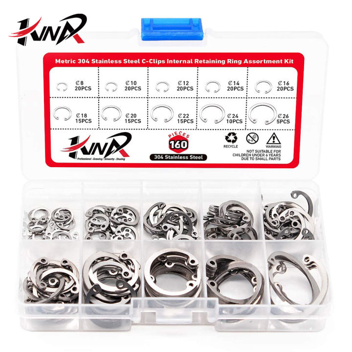 304 Stainless Steel C-Clips Internal Retaining Ring Assortment Kit C ...