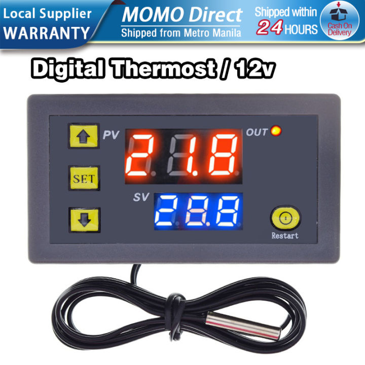 12V Digital Temperature Controller LED Display Thermostat Heating ...