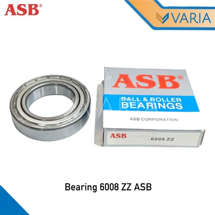 Bearing 6008 ZZ ASB 40 x 68 x 15 mm Laher Tutup Plat Besi Double ...