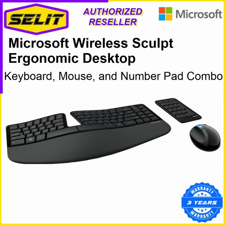 Microsoft Wireless Sculpt Ergonomic Desktop Keyboard, Mouse, and Number ...