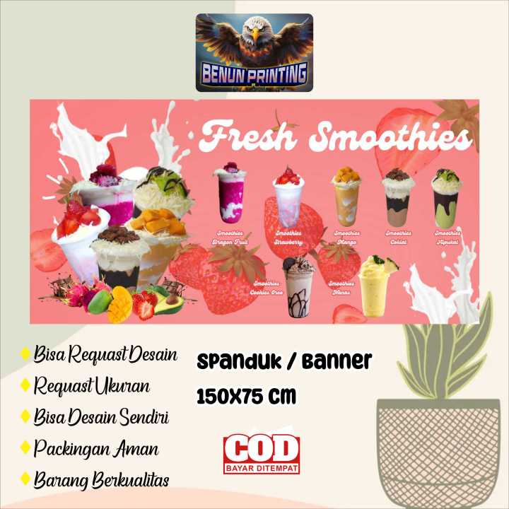 Spanduk 150x75 Smoothies Bisa Requast Desain | Lazada Indonesia