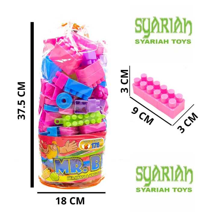 SYARIAH TOYS MAINAN EDUKASI CREATIVE MR BLOCK BRICK BALOK SUSUN ISI 176 ...