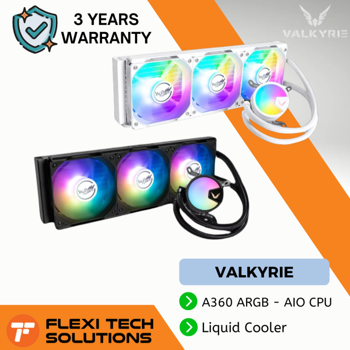 Flexi Tech Valkyrie A360 ARGB - 360mm AIO CPU Liquid Cooler (White/Black) | Lazada