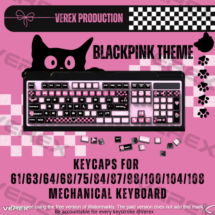 Verex BlackPink Theme 116 Keys Upgrade Pudding Keycaps For Mechanical ...