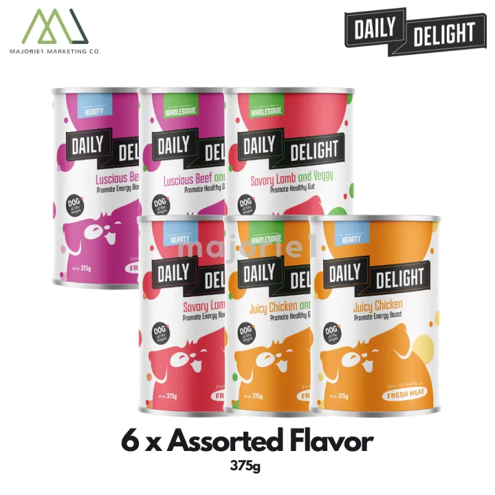 Daily Delight Dog Wet Food (Beef, Lamb or Chicken) 375g x 6 CANS ...