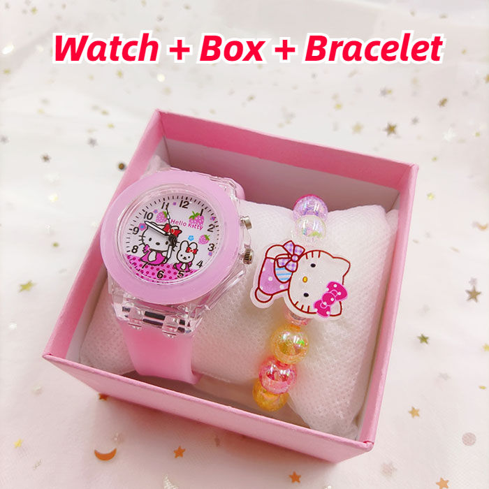 Kids Watch Set with Night Light Children Watch Sanrio Cute Cartoon ...