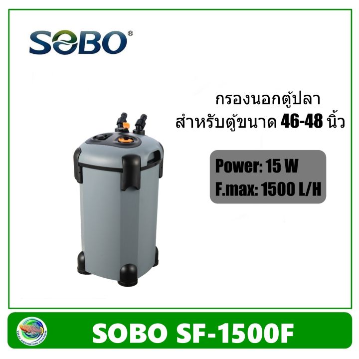 SOBO SF-1500F กรองนอกตู้ปลา ไม่มียูวี 1500 L/H สำหรับตู้ขนาด 48-60 นิ้ว | Lazada.co.th