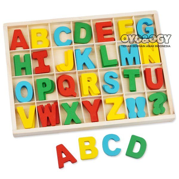 Mainan Kayu Edukasi Montessori Movable Belajar Abjad Huruf Besar Wooden ...