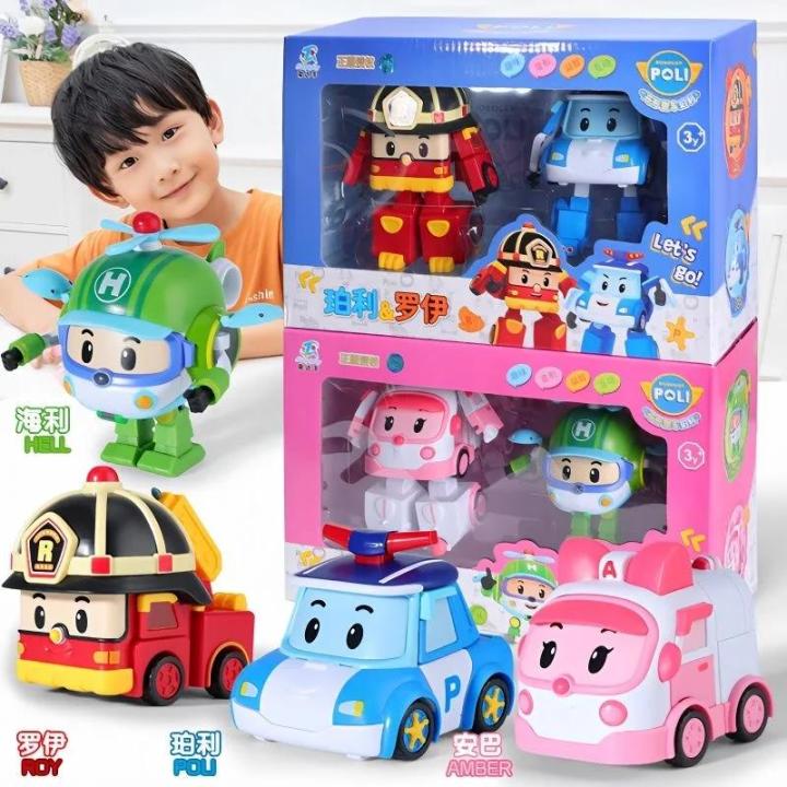 new Poli Car Transform Vehicle Robot Toy Poli Amber Roy Action Figure ...