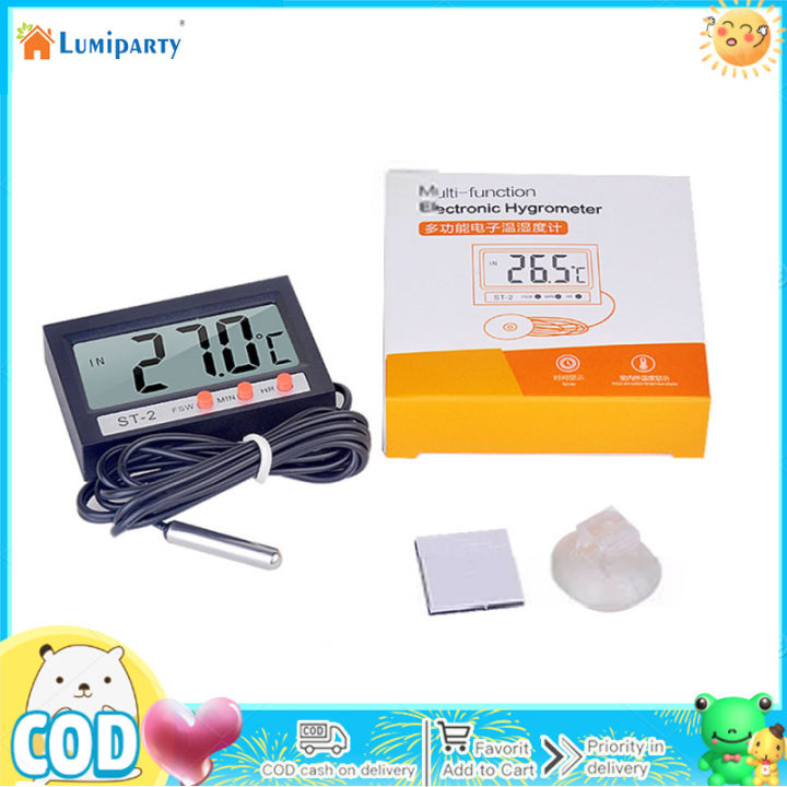 ST-2 Fish Aquarium Thermometer With Stainless Steel Probe Large LED ...