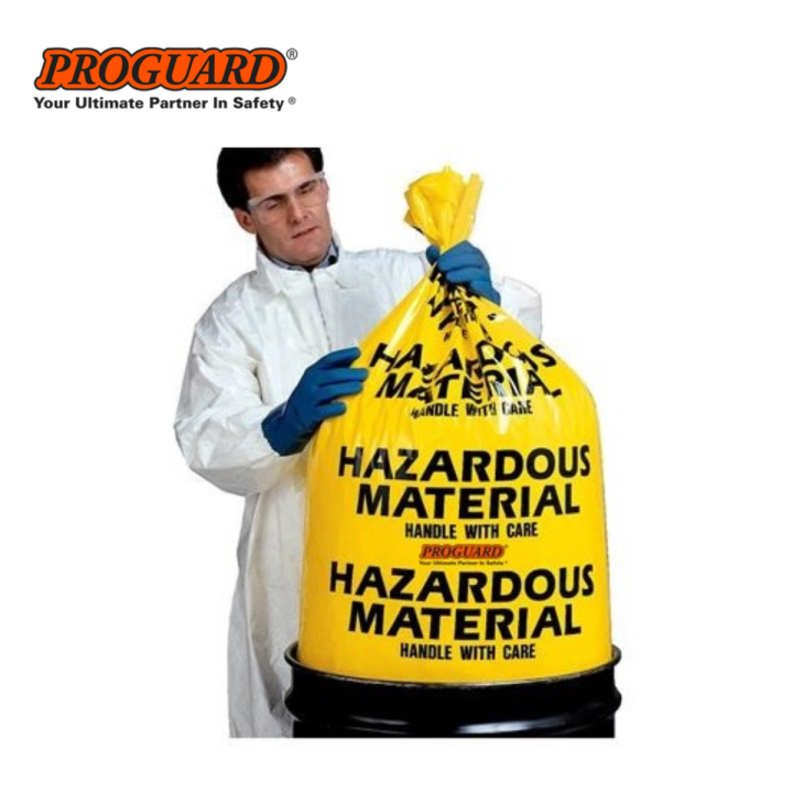 40L & 120L 24" x 30" Bio Hazardous Material Disposal Waste Garbage Yellow Plastic Bags c/w Cable ...
