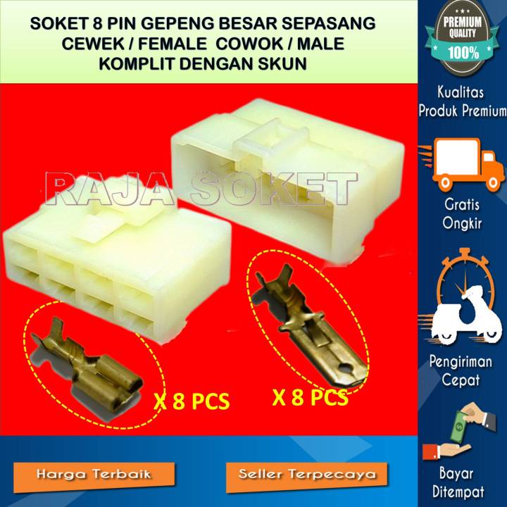 SOKET SOCKET CONNECTOR KONEKTOR 8 PIN BESAR MOTOR MOBIL SET SKUN BAHAN ...