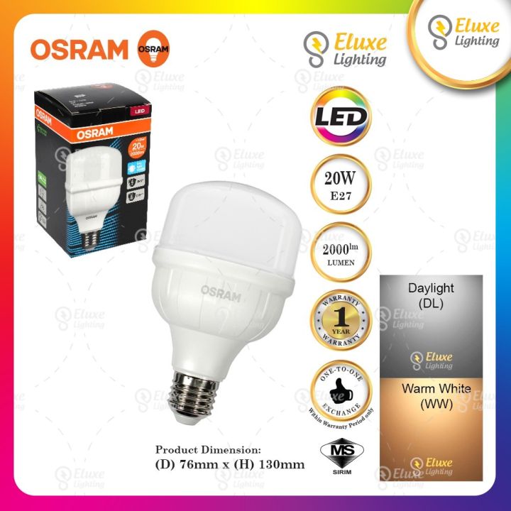 [ OSRAM ] HIGH WATT BIG BULB 20W / 30W / 40W / 50W LED ECO SUPER BRIGHT E27 SIRIM HI-WATT GEN4 ...