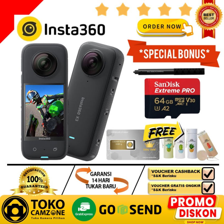 Insta360 ONE X3 360° Action Camera Insta360 X3 360° Original Bergaransi - FREE LOGAM MULIA 24K ...