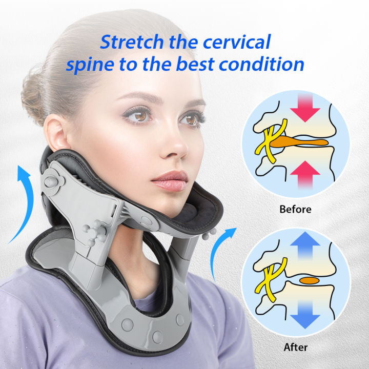 Hailicare Heating Neck Cervical Traction Device Adjustable Collar ...
