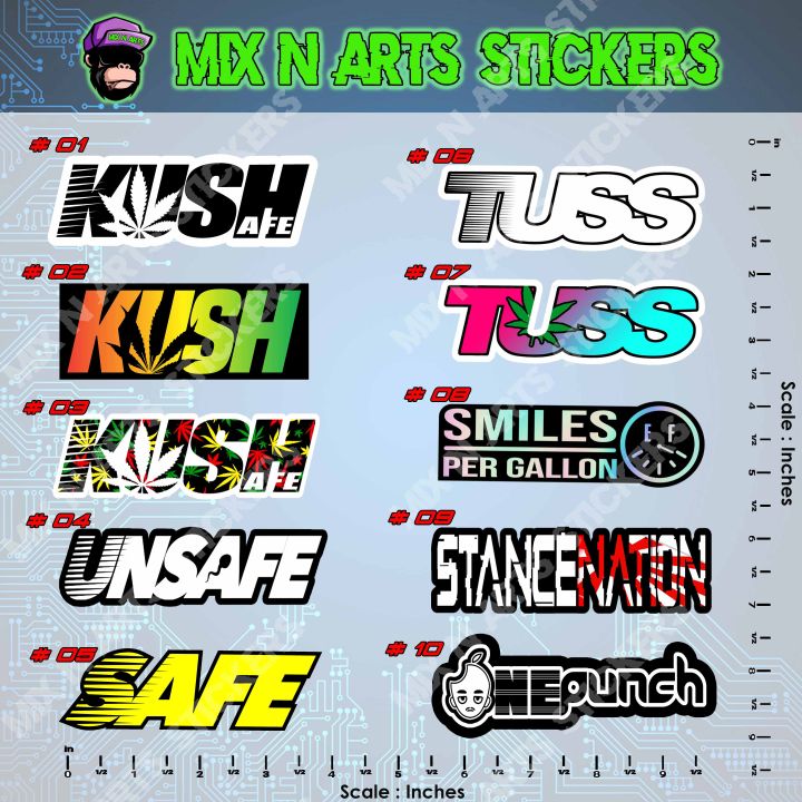 KUsH TUss Laminated Vinyl Sticker SOLD PER PIECE Waterproof | Lazada PH