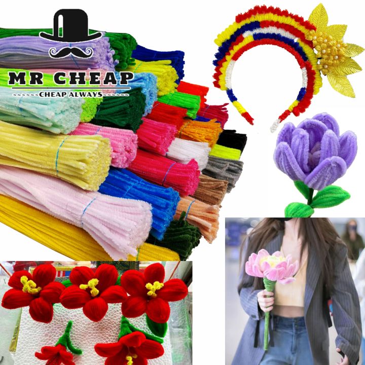 [ Lebih Gebu ] (10pcs/100pcs)6mm Colorful Chenille Stems / Dawai Bulu ...